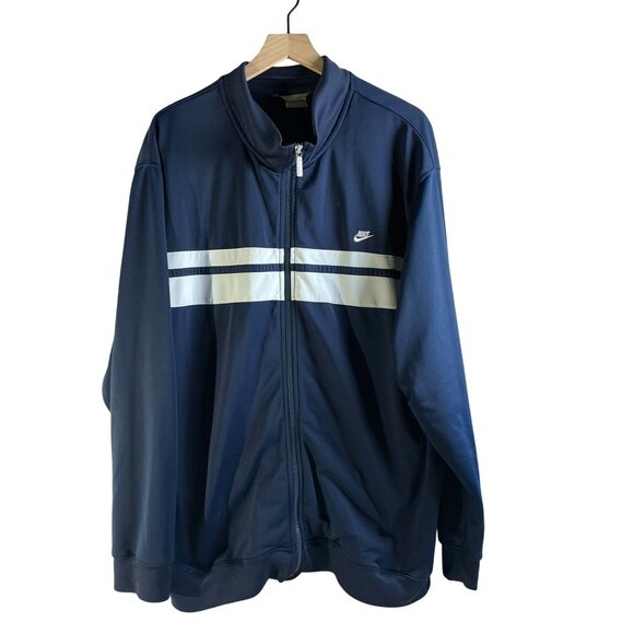 Nike | Jackets & Coats | Nike Navy Blue White Track Jacket 2xl | Poshmark
